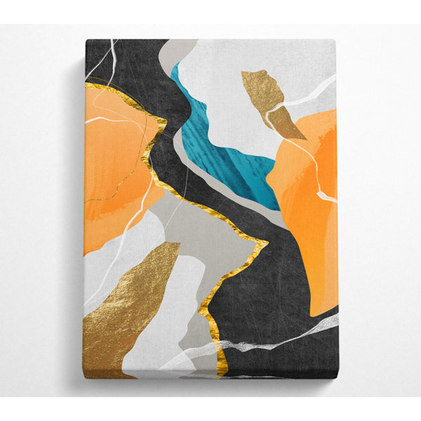 Metro Lane Schwarz, Blau und Orange - Kunstdrucke ohne Rahmen auf Leinwand | Wayfair.de